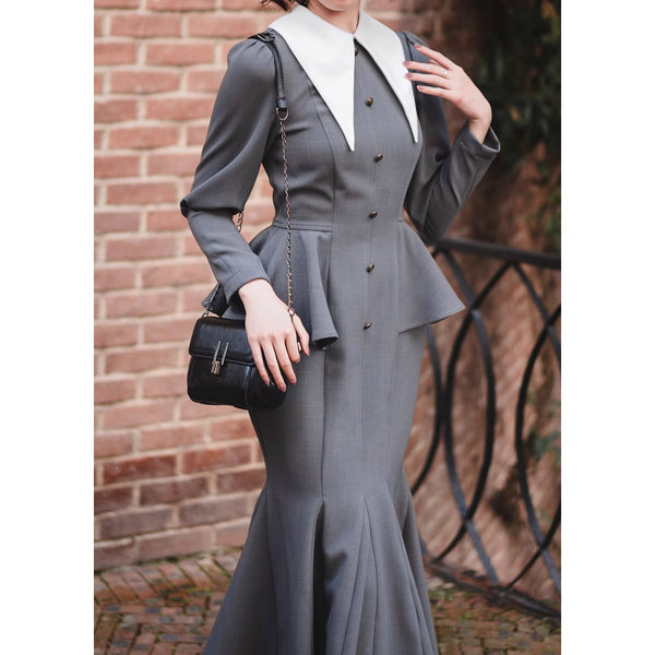 銀幕女優のクラシカルワンピース - Gray – ManusMachina